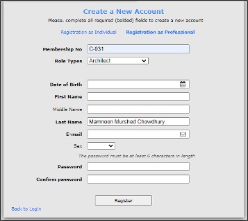 Professional Registration – Electronic Construction Permitting System